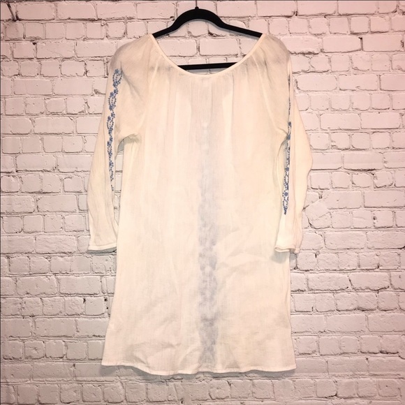 Diya | Dresses | Diya Cream Blue Embroidered Mini Dress | Poshmark